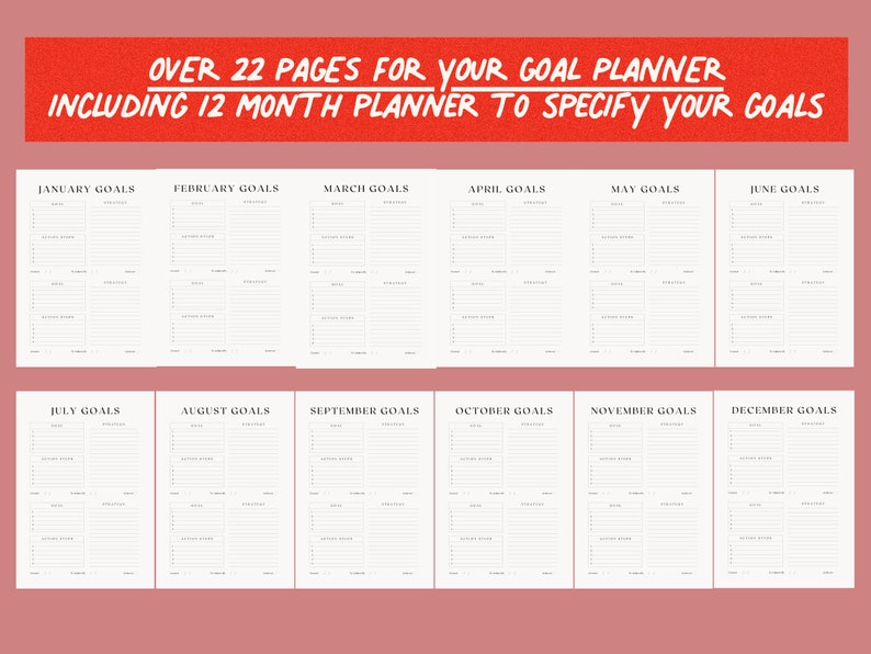 Digital Printable Goal Planner Bundle: Productivity Planner, Daily ...