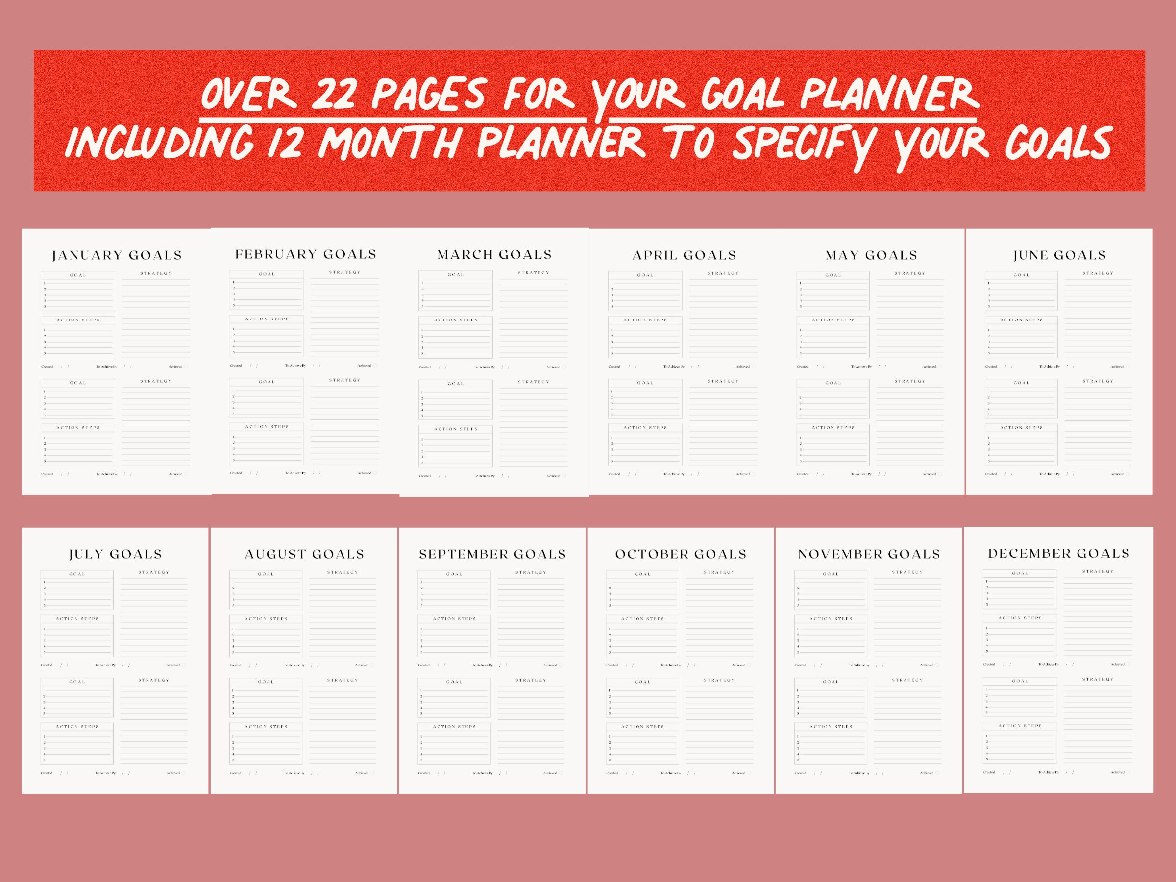 Digital Printable Goal Planner Bundle: Productivity Planner, Daily ...