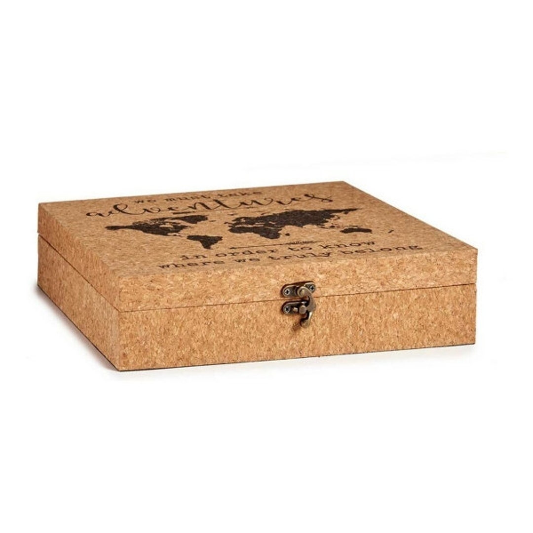 Cork Box 2x With World Map Jewelry Box, Storage Box Made of Cork ...