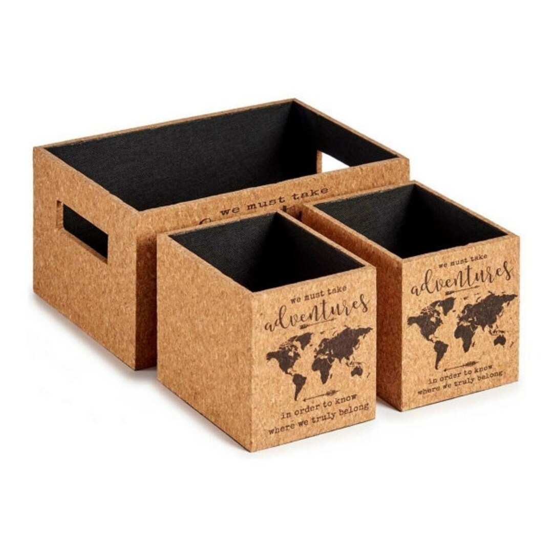 Cork Box 3x With World Map Design Jewelry Box, Storage Box Made of Cork ...