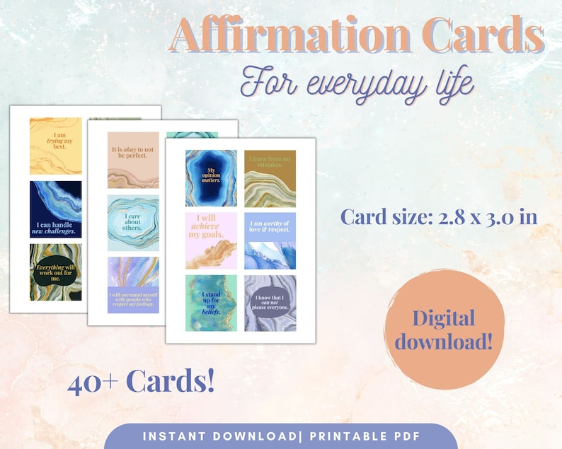 Affirmation Cards, Printable Affirmation Cards, Downloadable ...