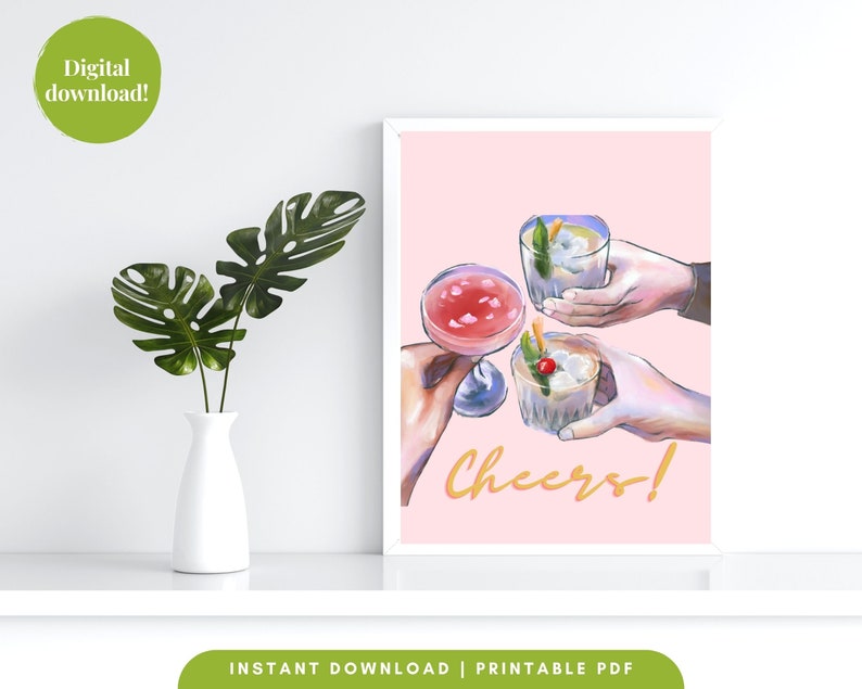 Cheers Digital Wall Art, Trendy Digital Wall Art, Dorm Room Wall Art ...