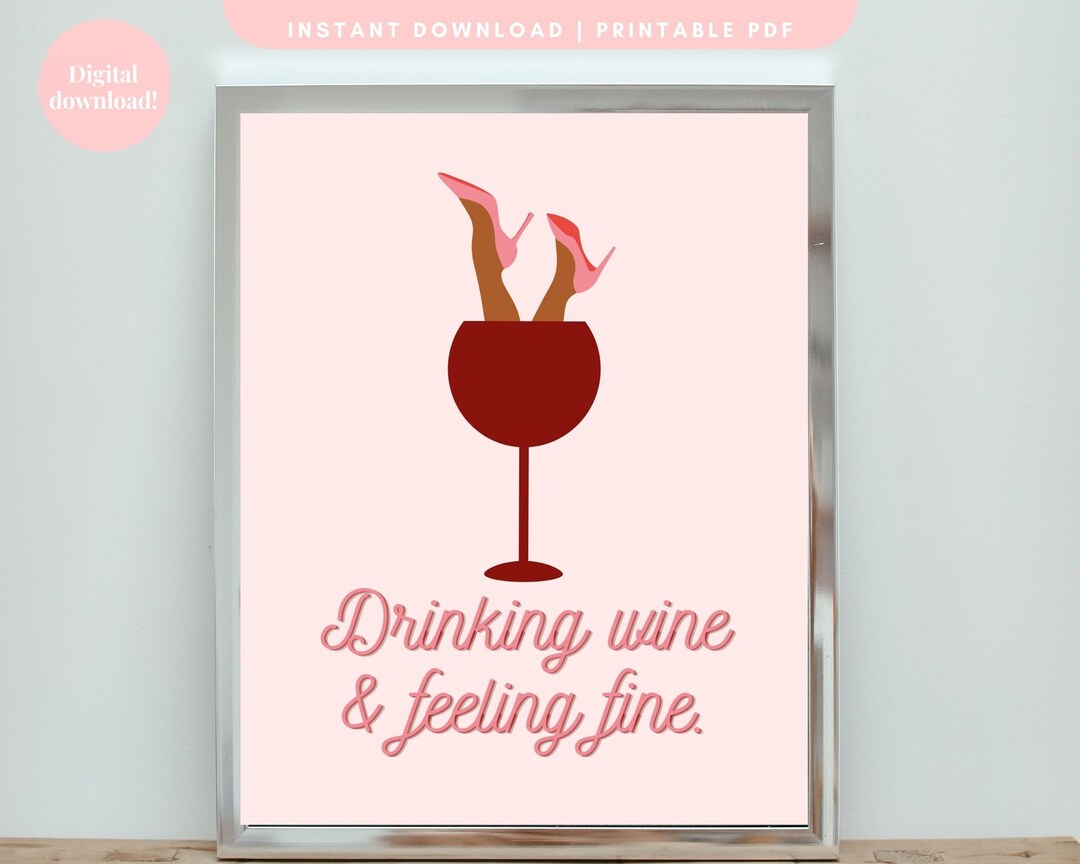 Wine Glass Digital Art, Trendy Digital Wall Art, Dorm Room Wall Art ...