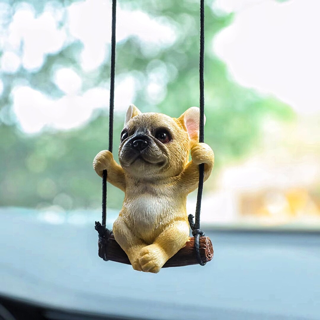 Cute Resin Bulldog Car Rearview Mirror Hanging Ornament,car Pendant,car ...