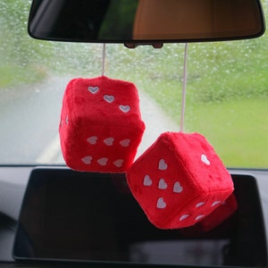 Fuzzy Dice of Hearts Car Charms-car Truck Rear View Mirror Dice-mirror ...