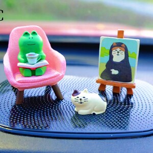 Cute Car Dashboard Decor Mini Frog Cat Ornament Car Accessories Decor ...