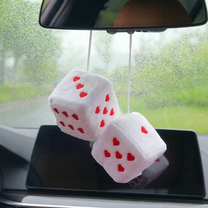 Fuzzy Dice of Hearts Car Charms-car Truck Rear View Mirror Dice-mirror ...