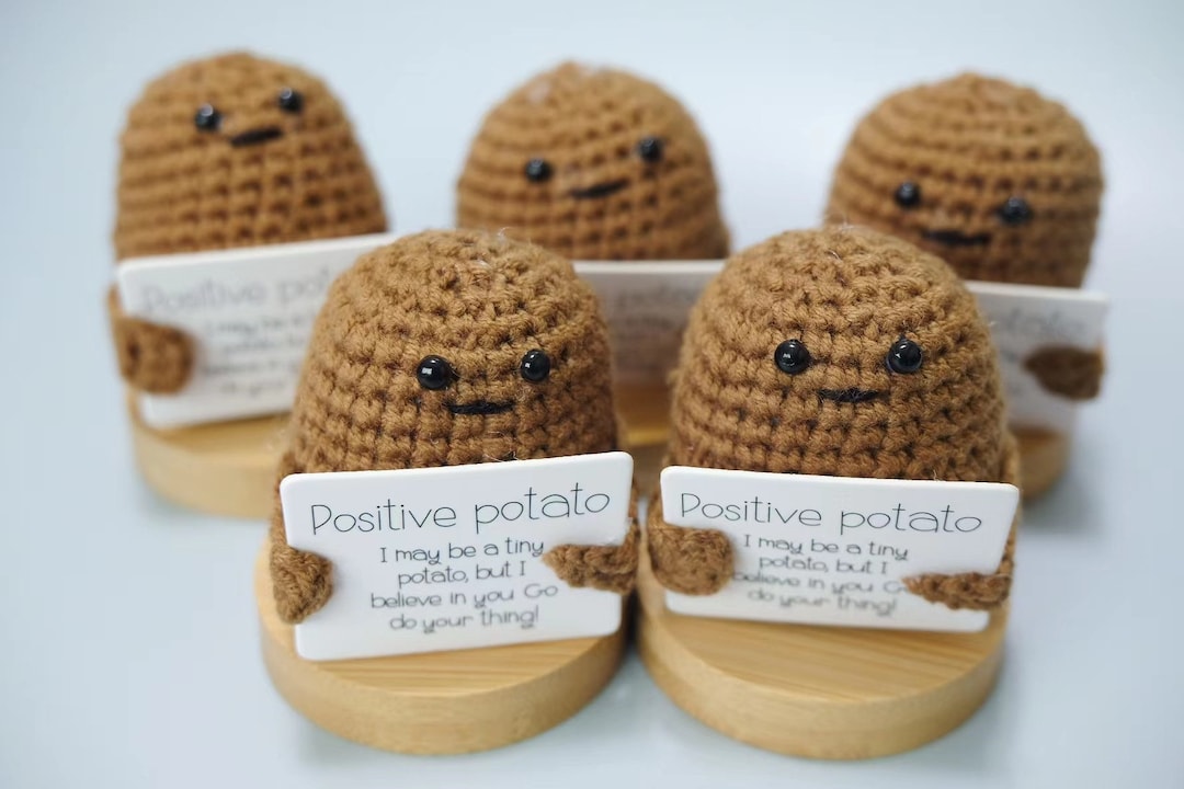 Cute Crochet Positive Potato Car Decor-tiny Crochet Decoration With ...