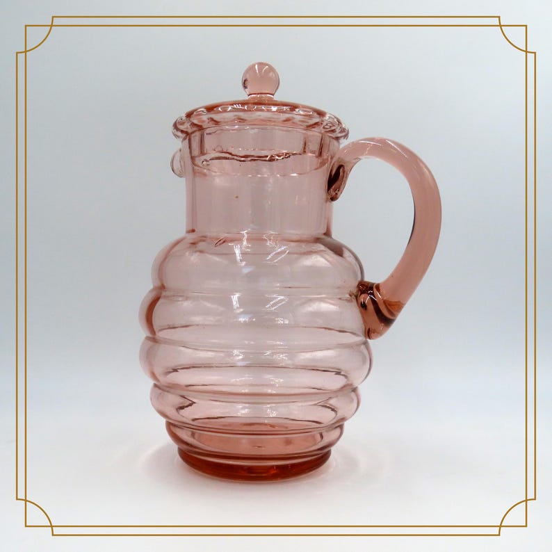 Pink Depression Glass Ribbed Pitcher With Lid - Etsy