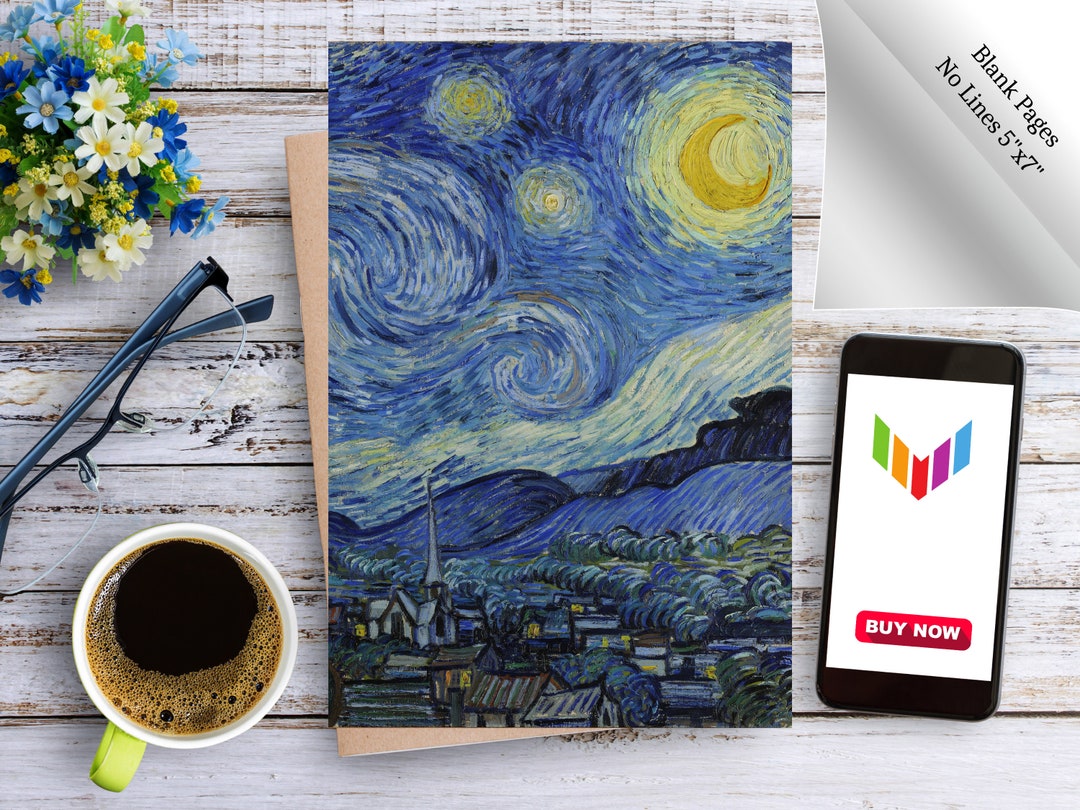Van Gogh Starry Night Blank Journal - Hardcover Notebook, Artistic ...