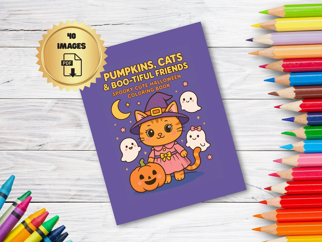 Halloween Coloring Pages PDF, Spooky Cute Coloring Book, Ghost ...