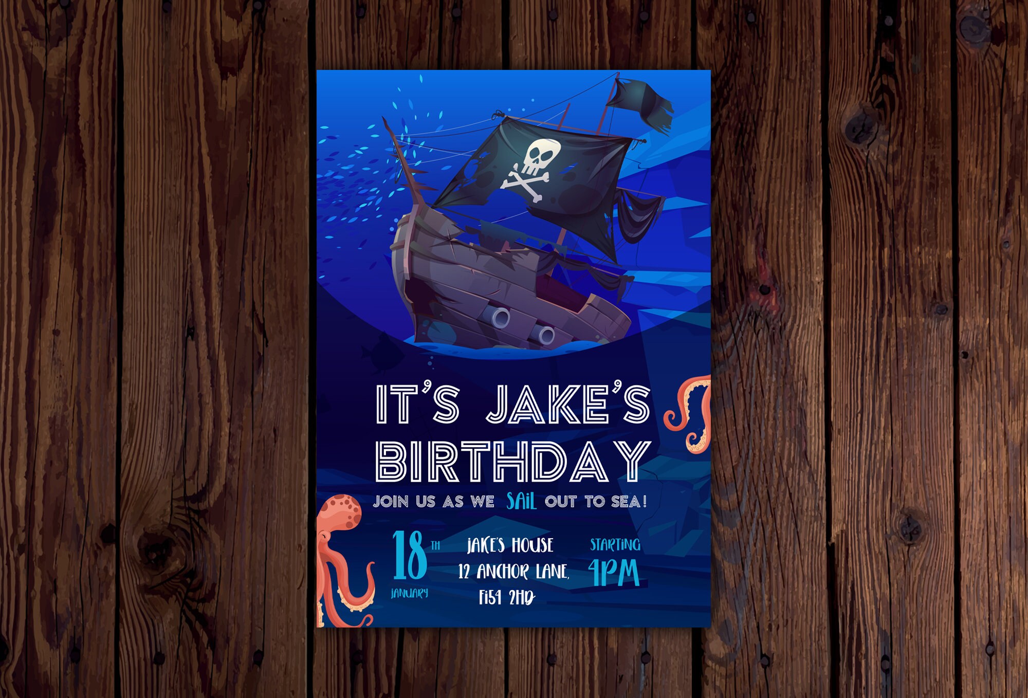 Downloadable Pirate Invitation Kids Pirate Invite Birthday - Etsy