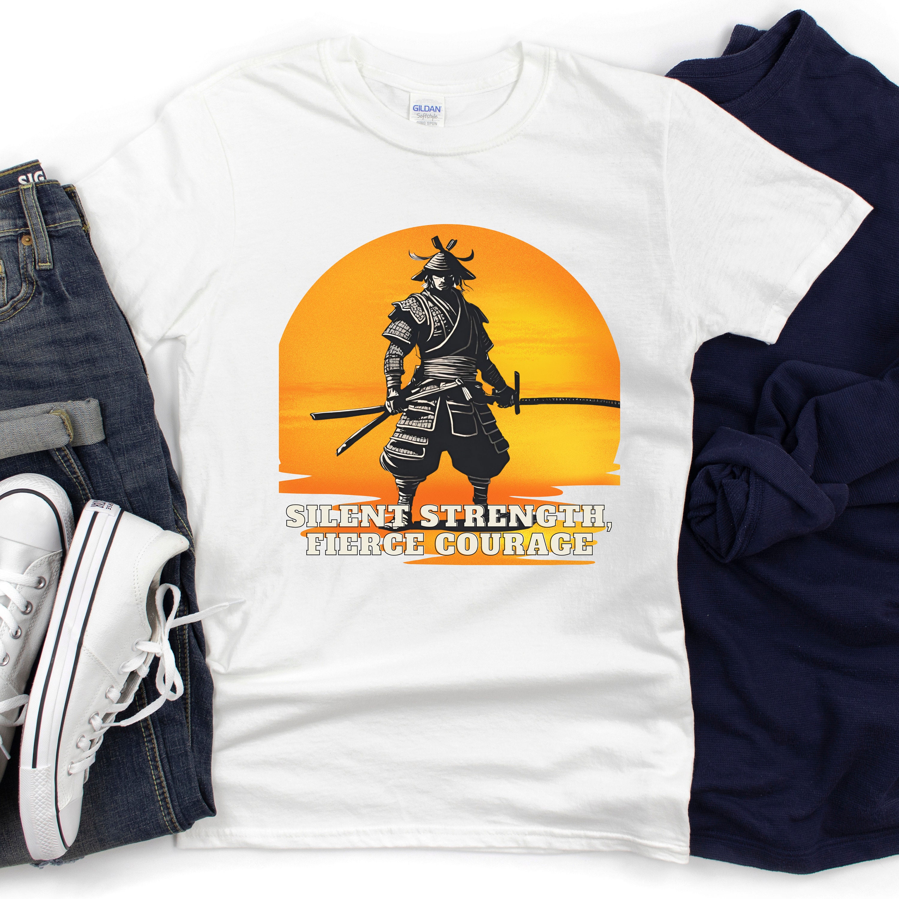Silent Strength, Fierce Courage Samurai Shirt Samurai Sword Sunset ...