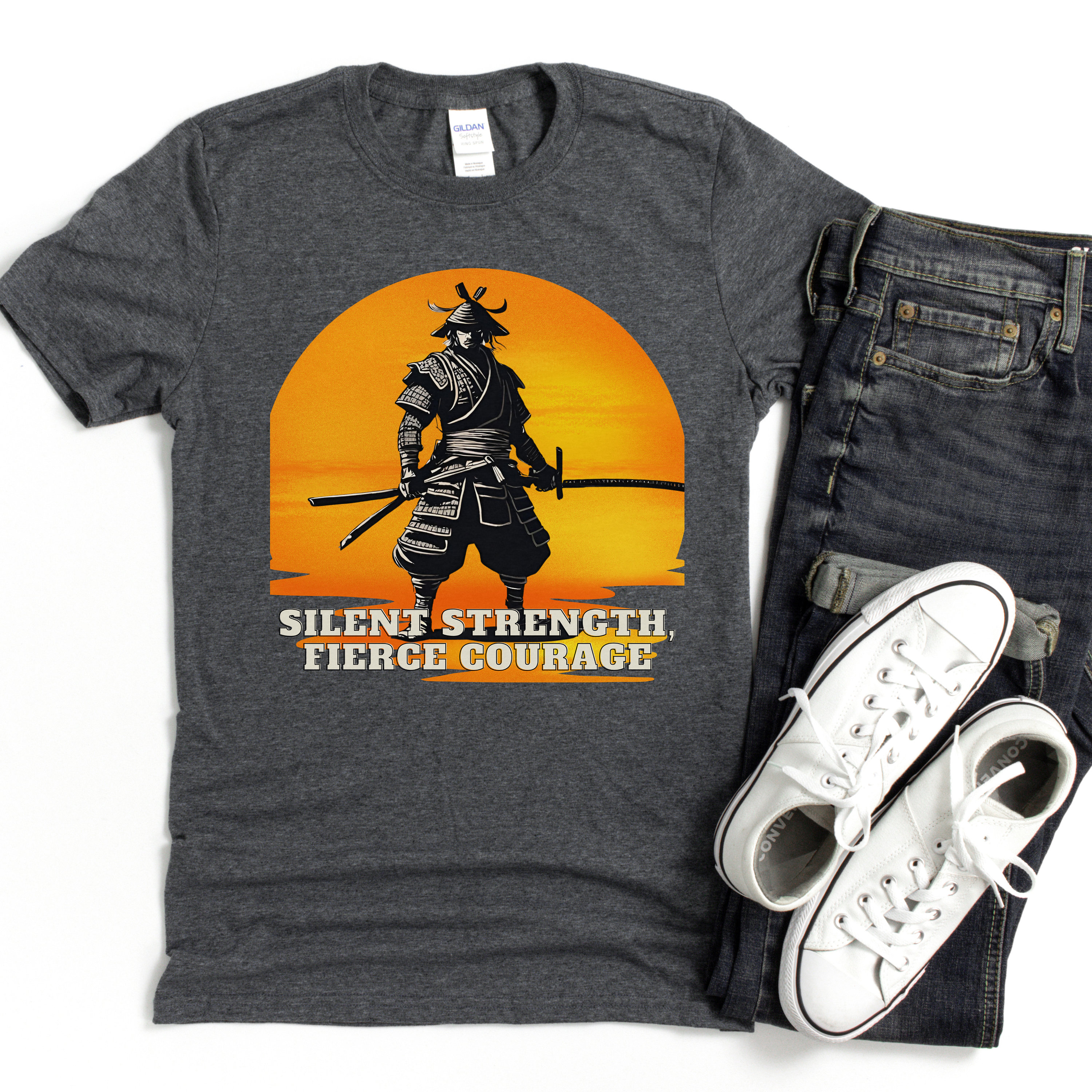 Silent Strength, Fierce Courage Samurai Shirt Samurai Sword Sunset ...
