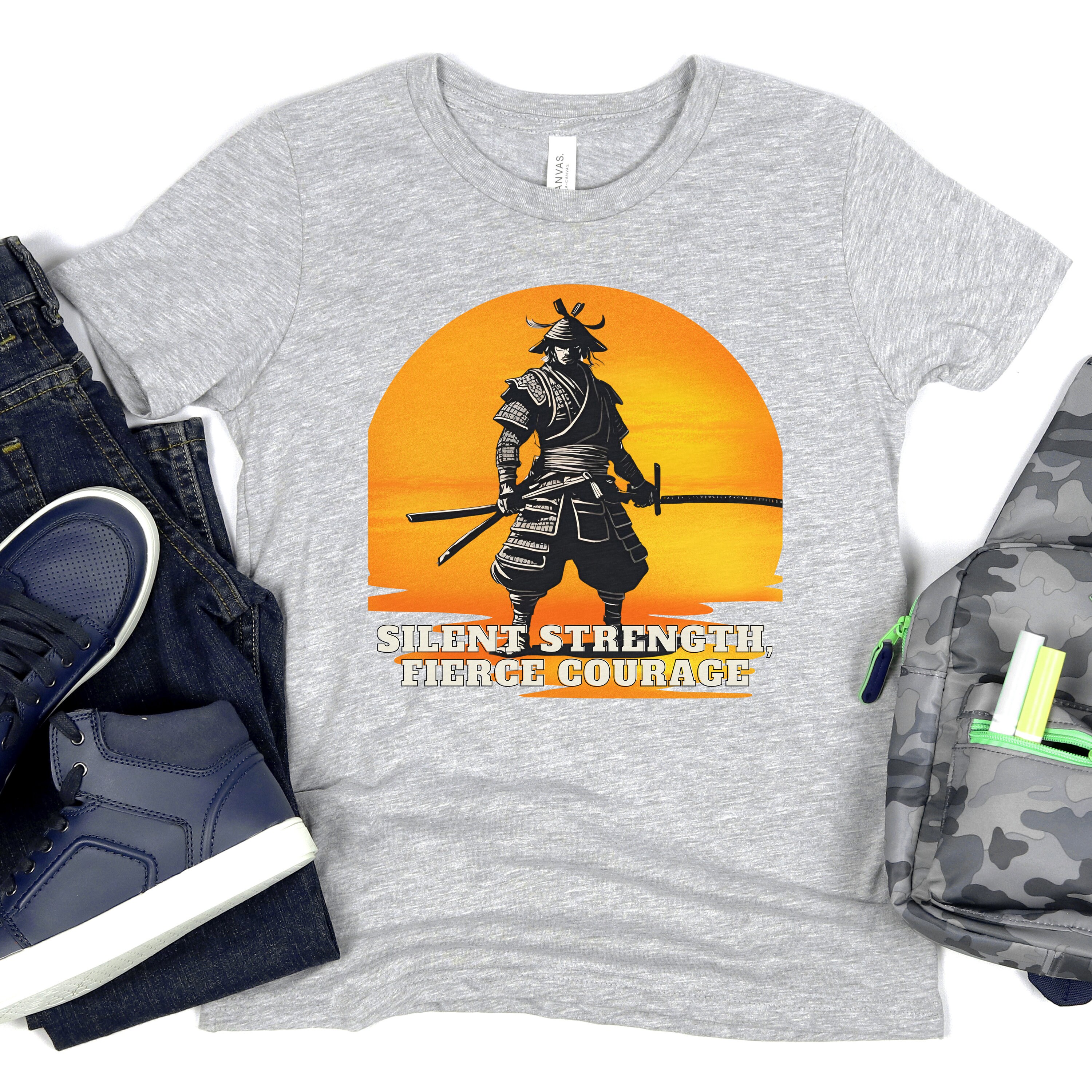Silent Strength, Fierce Courage Samurai Shirt Samurai Sword Sunset ...