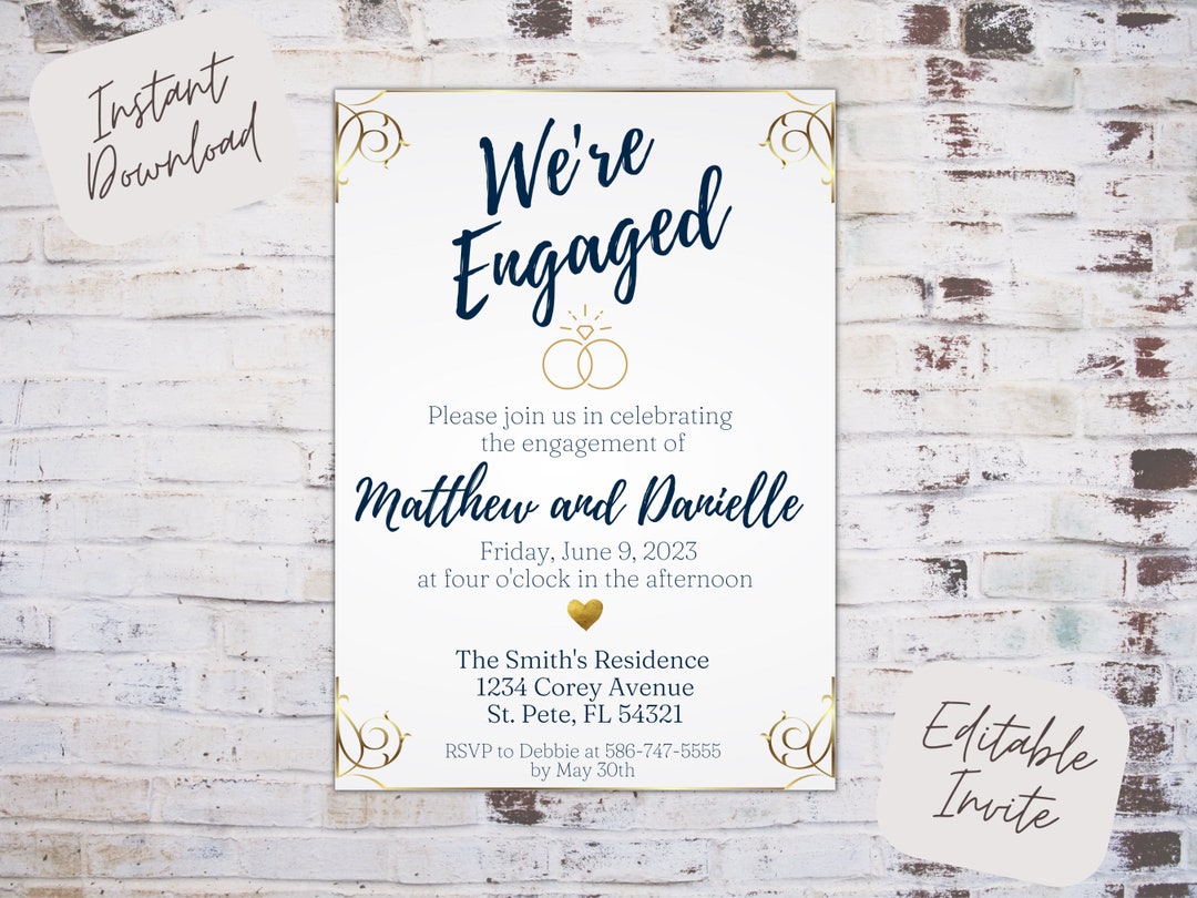Editable Engagement Invitation, Engagement Party Invitation, We're ...
