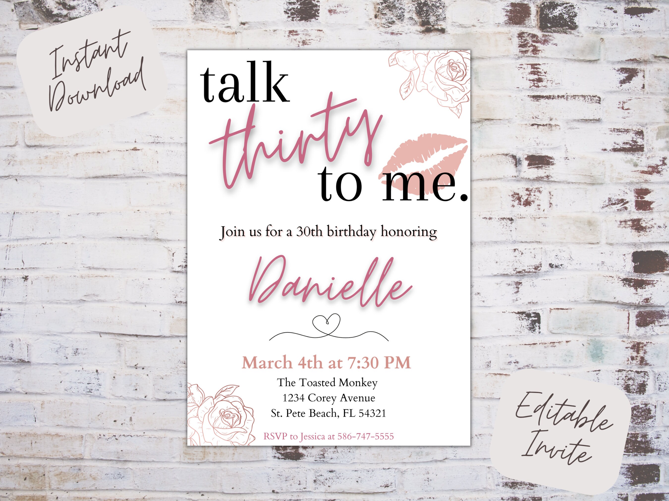 Editable Talk Thirty to Me Invitation, 30th Birthday Invitation, 30th ...