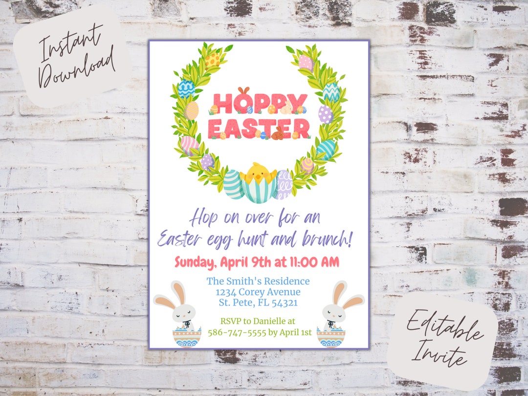 Editable Easter Invitation, Easter Brunch Invite, Easter Egg Hunt ...