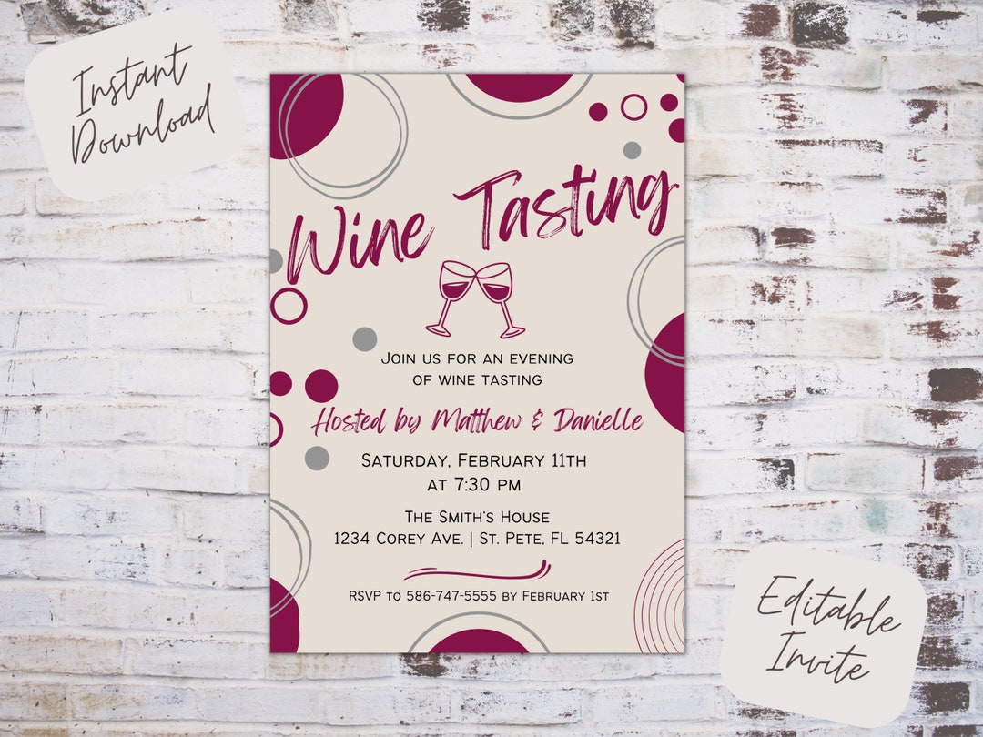Editable Wine Tasting Invite, Wine Tasting Party, Wine Tasting ...