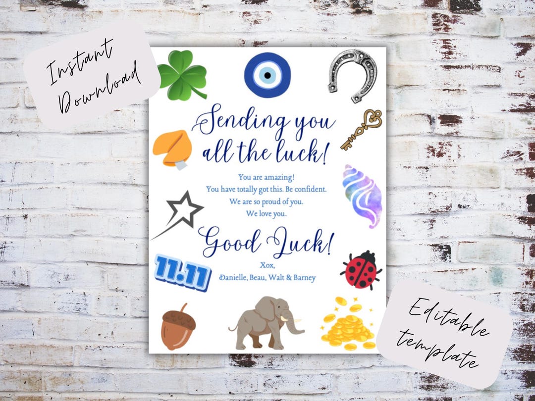 Good Luck Letter, Good Luck Card, Sending You All the Luck Card ...