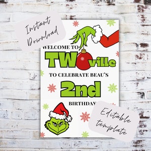 Editable Twoville Birthday Party Invitation, 2nd Birthday Christmas ...