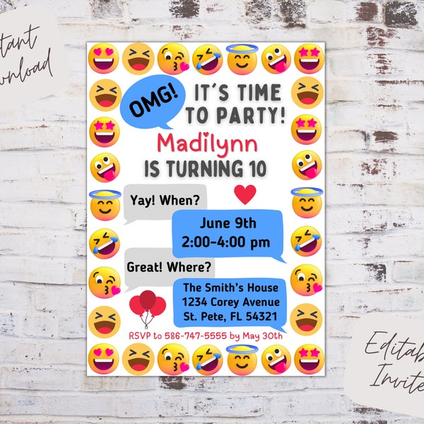 Emoji Invitation - Etsy