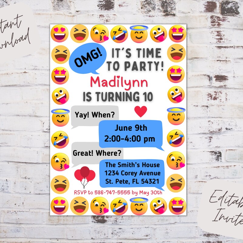 Emoji Invitation - Etsy