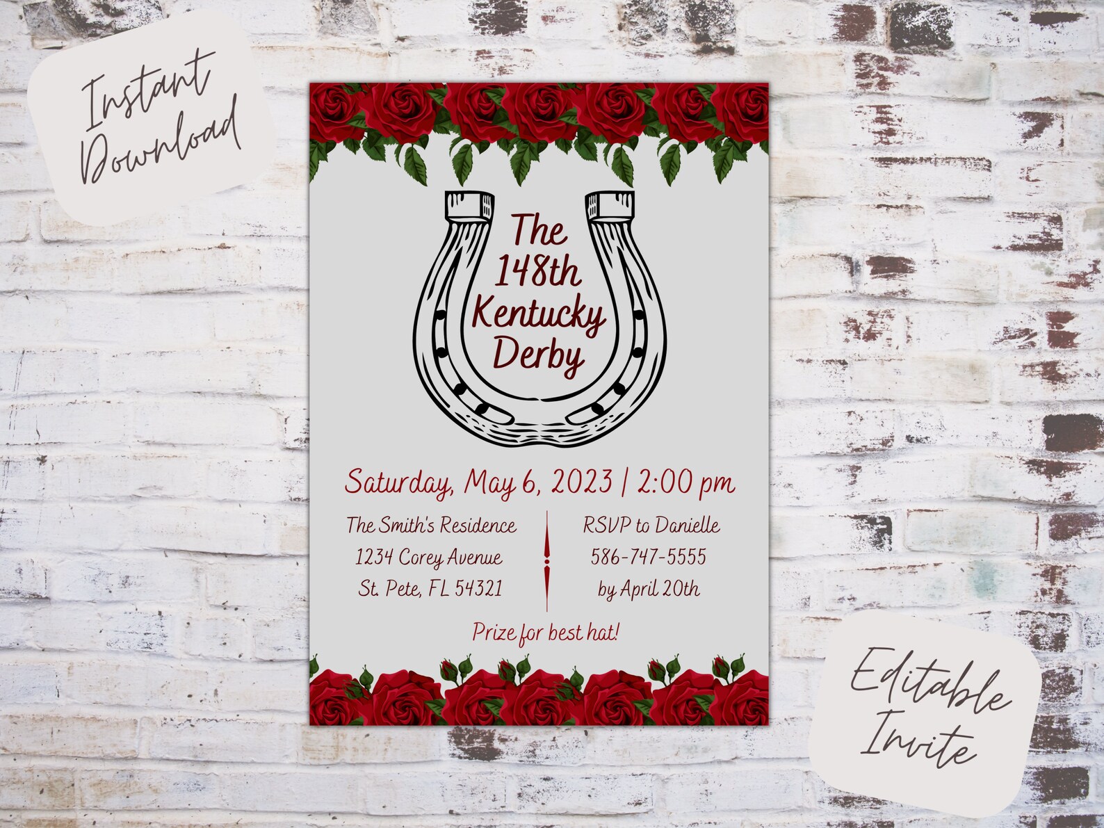 Editable Kentucky Derby Party Invite, Kentucky Derby Invitation, Horse ...