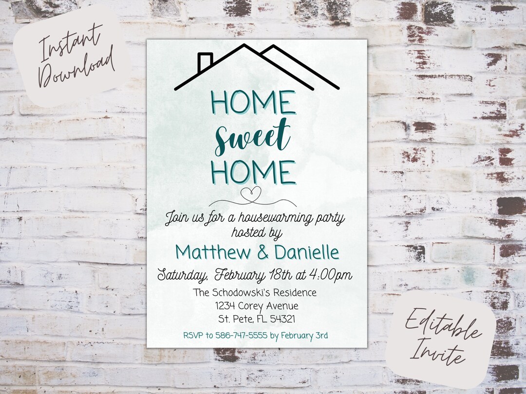 Editable Housewarming Invite, Housewarming Invitation, Home Sweet Home ...