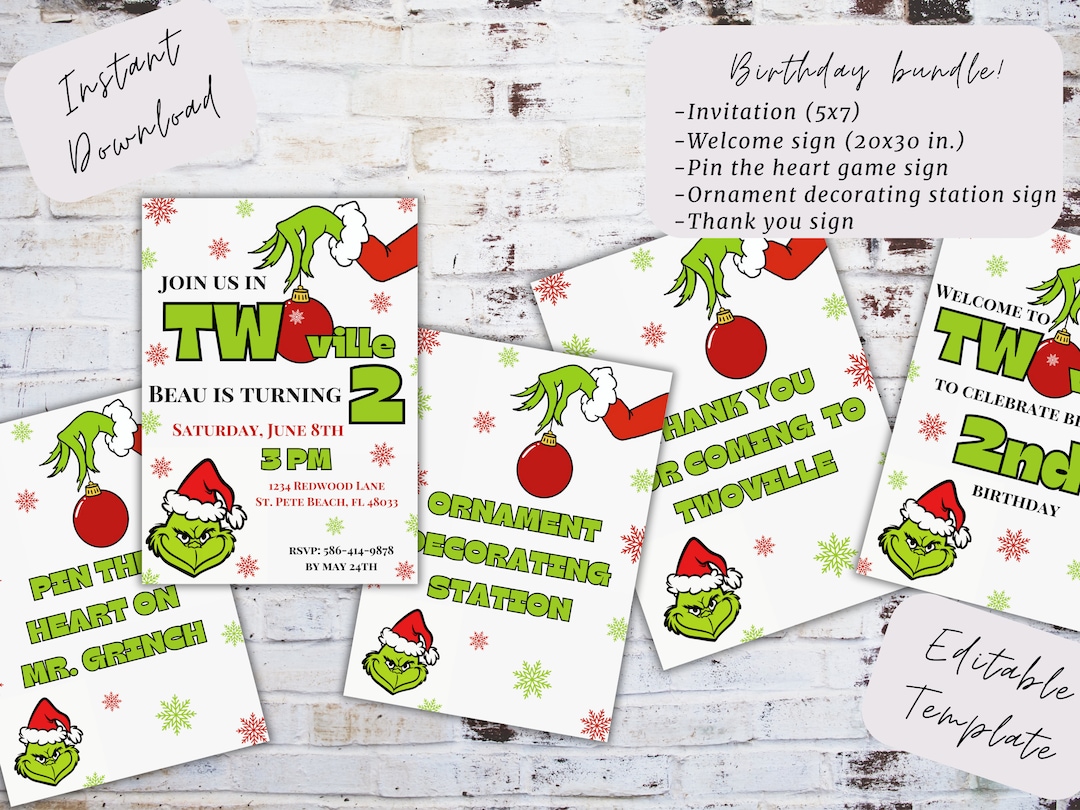 Editable Twoville Birthday Party Invitation, 2nd Birthday Christmas ...