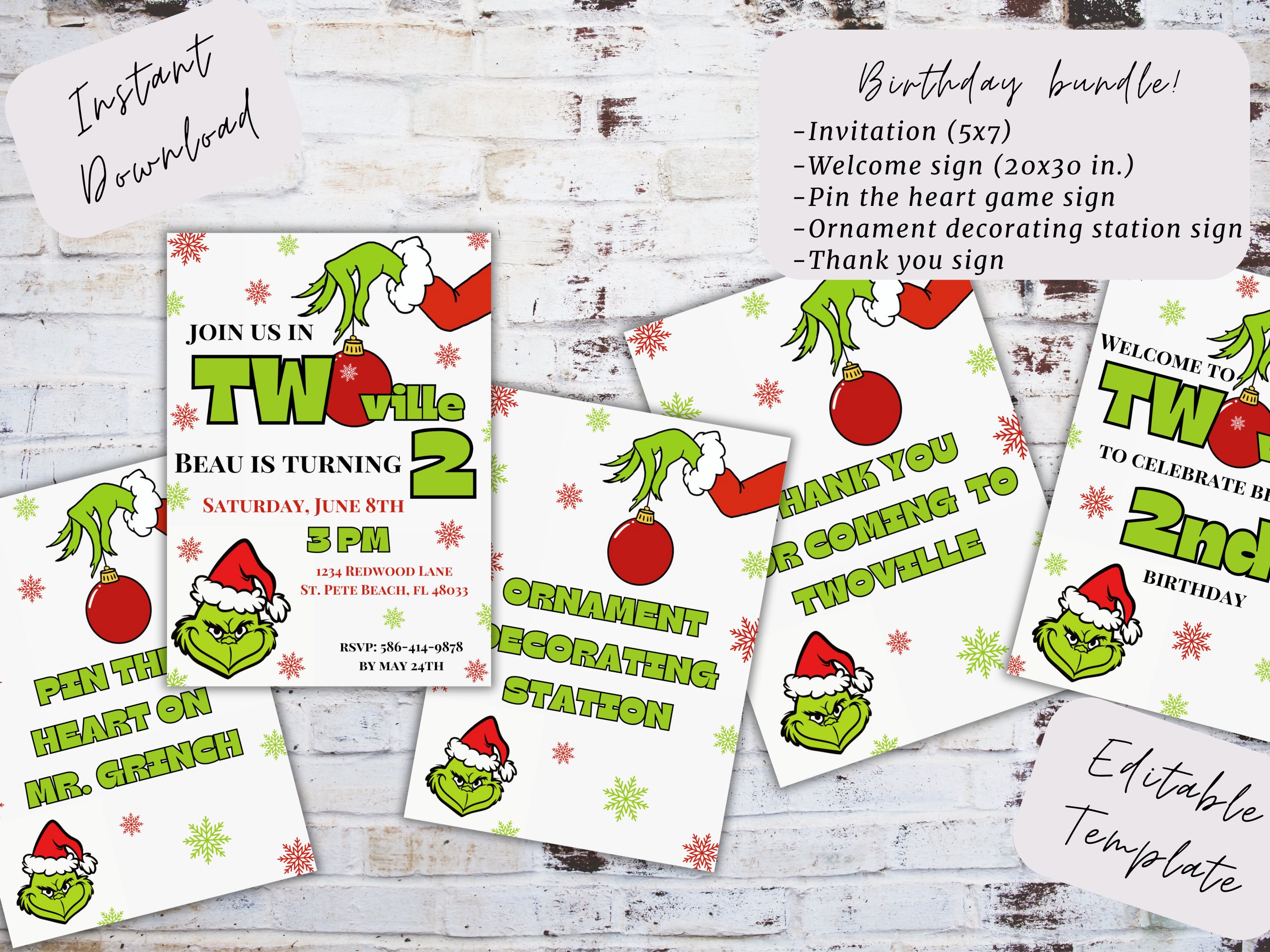 Editable Twoville Birthday Party Invitation, 2nd Birthday Christmas ...