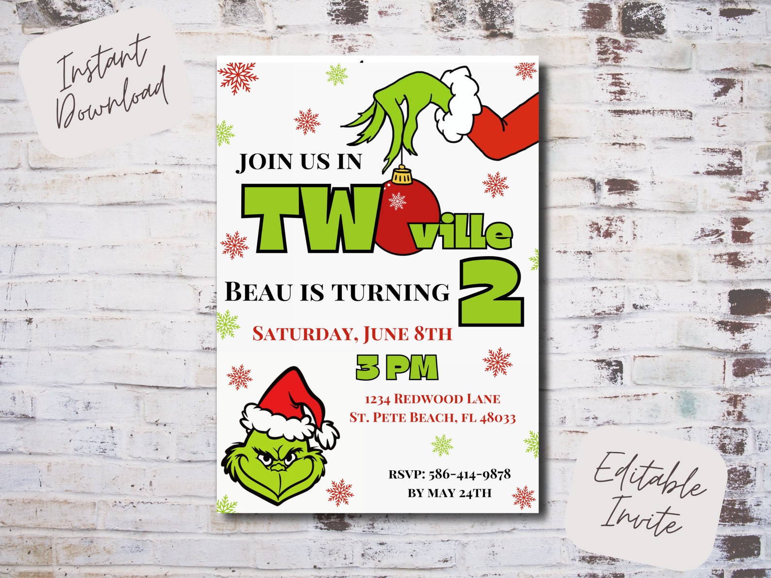 Editable Twoville Birthday Invitation, 2nd Birthday Invite, 2nd ...