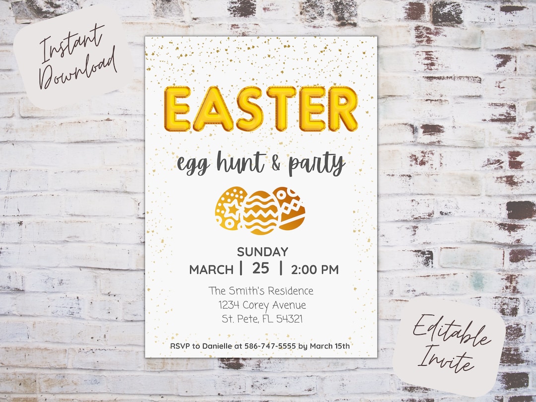 Editable Easter Egg Hunt Invite, Egg Hunt Invitation, Easter Invitation ...