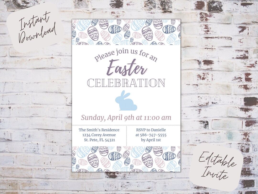 Editable Easter Invitation, Easter Invite, Easter Celebration Invite ...