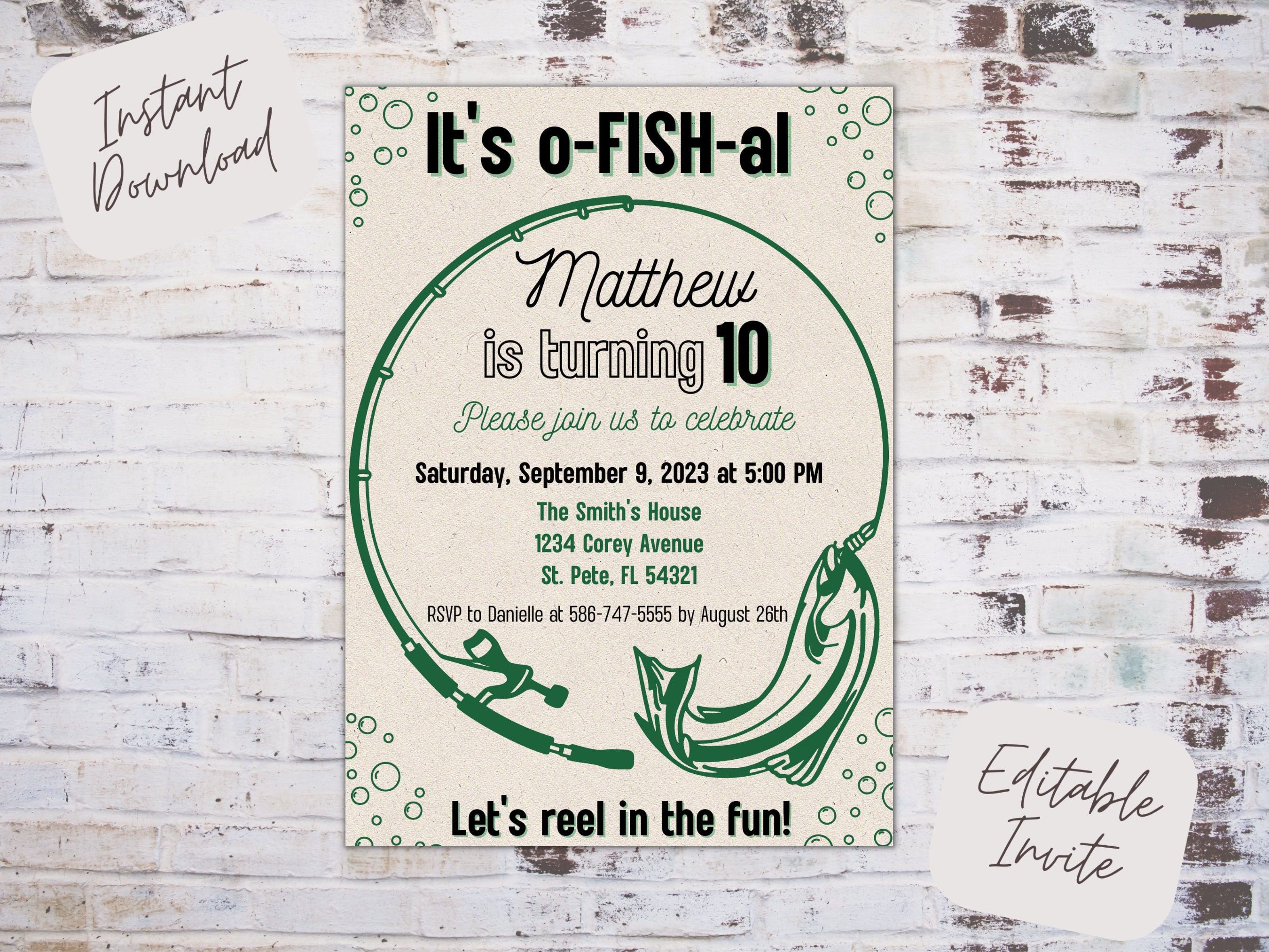 Editable Fishing Birthday Invitation, Fishing Party, Fishing Birthday ...