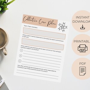 Collective Care Plan | Self Care | Worksheet | Team Building Activity ...