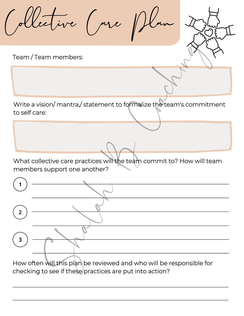 Collective Care Plan | Self Care | Worksheet | Team Building Activity ...