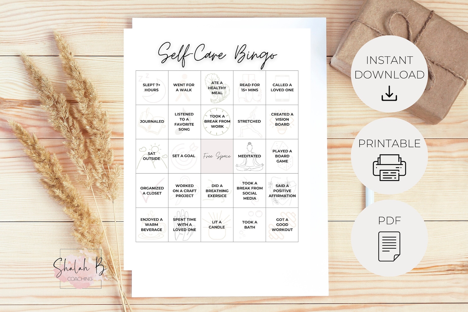 Self Care Bingo Mental Health Digital Download Health and Wellness Ice ...