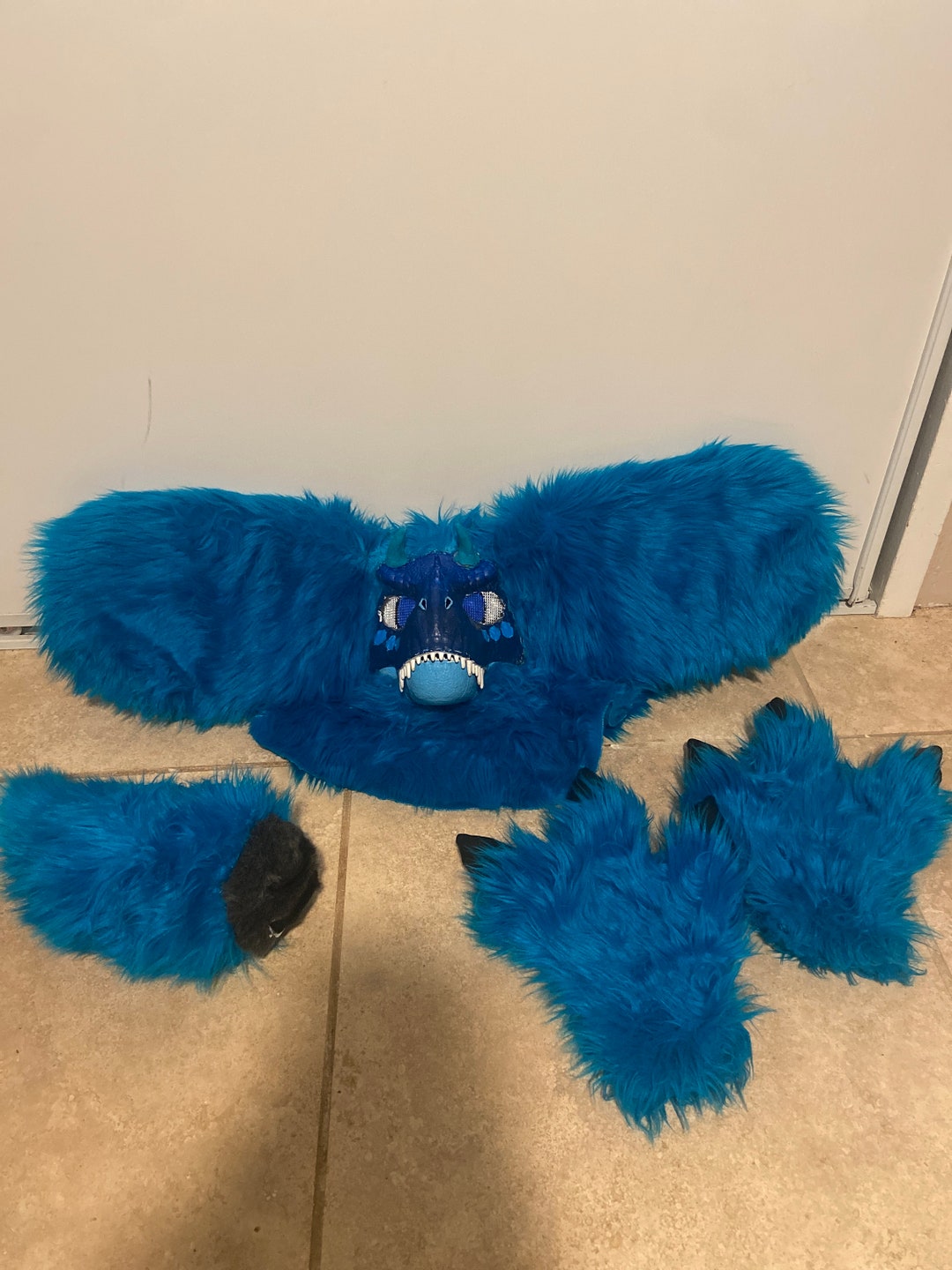 Medium Quality Blue Dino Mask - Etsy