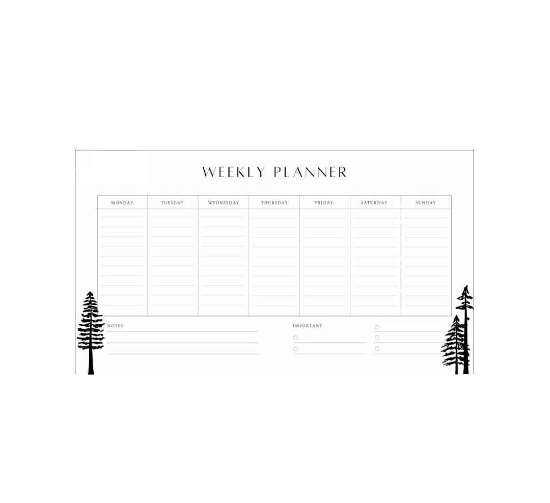 Printable Weekly Planner | Minimalist | Pine Trees | Neutral - Etsy