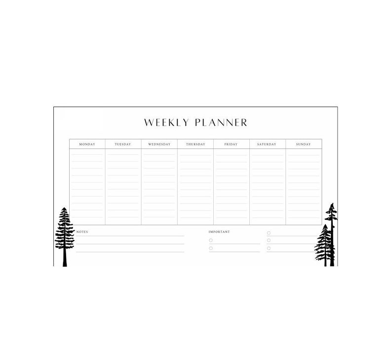 Printable Weekly Planner | Minimalist | Pine Trees | Neutral - Etsy