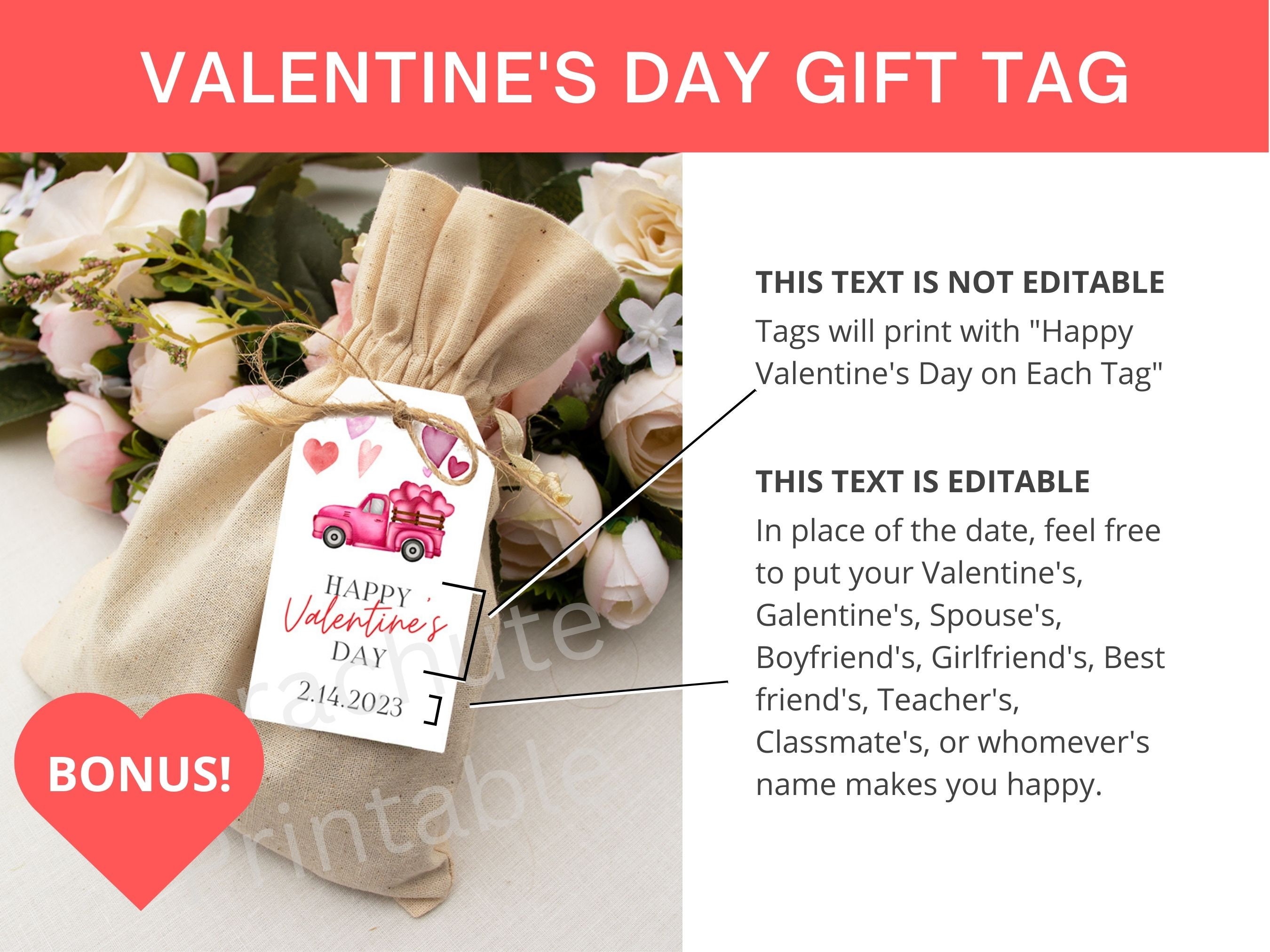 Valentine's Day Gift Tag, Printable, Editable With Corjl, INSTANT ...