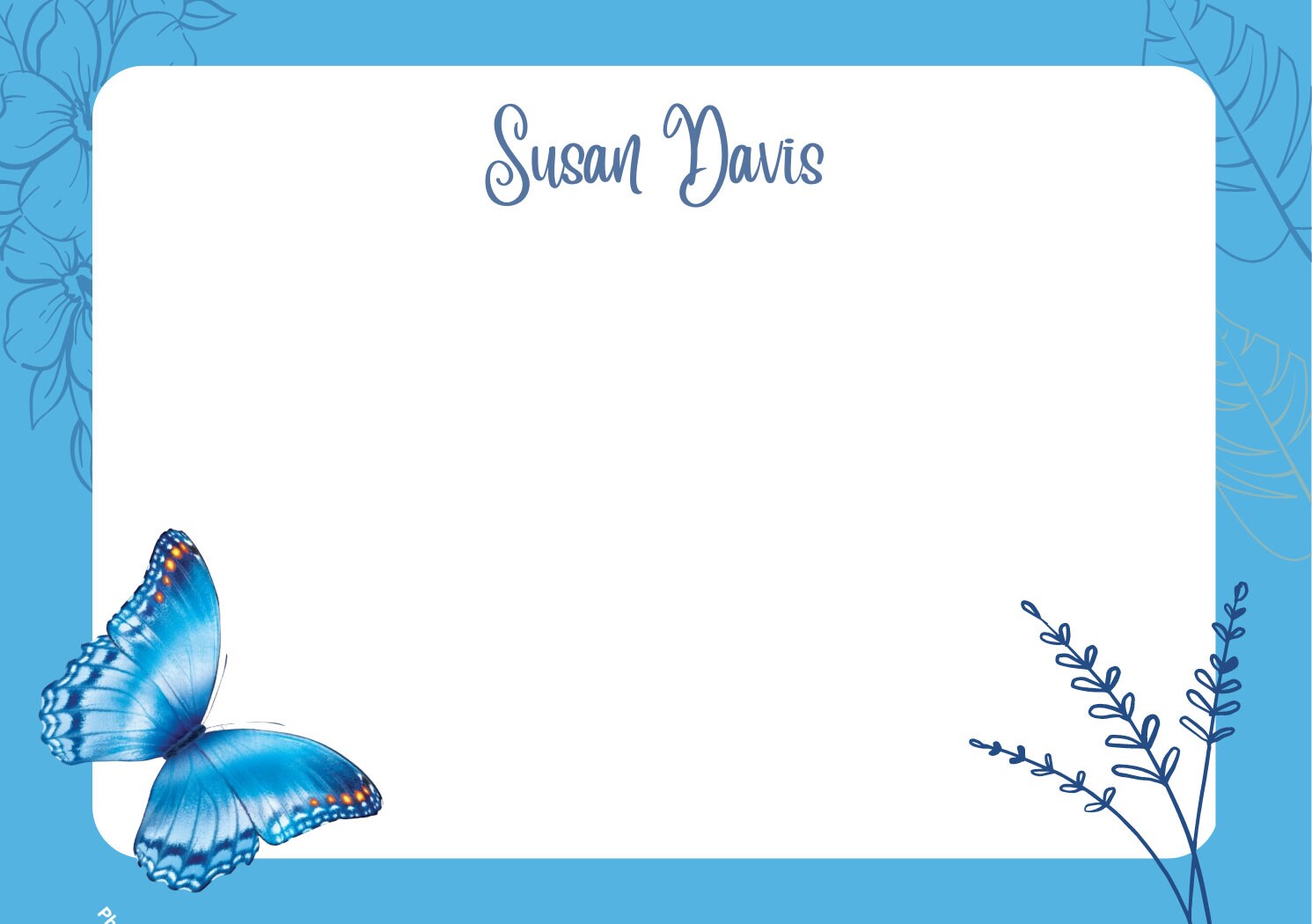 Personalized Printable Single Sided Flat Note Card/printable Envelope ...