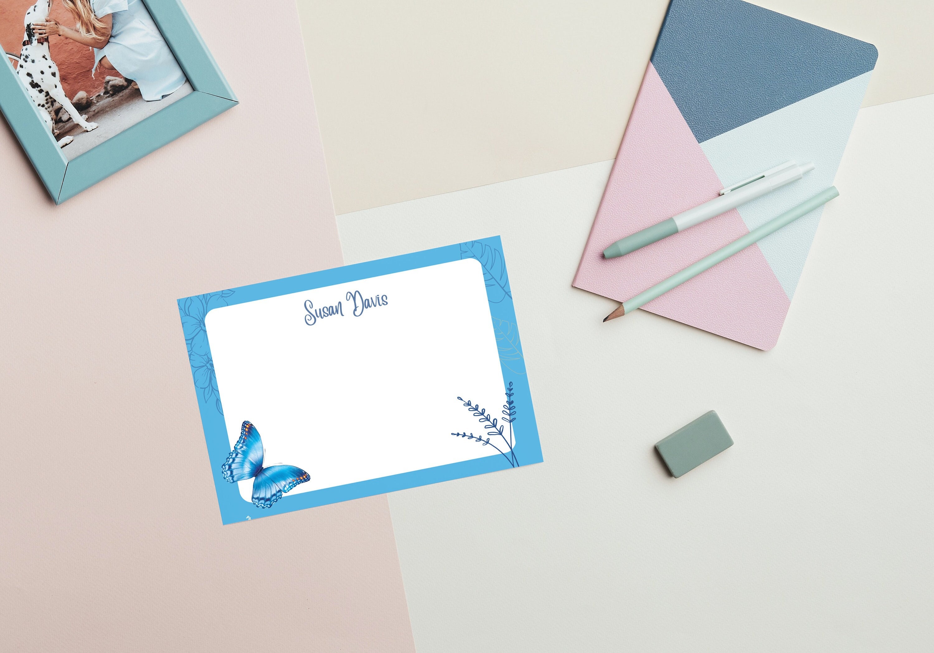 Personalized Printable Single Sided Flat Note Card/printable Envelope ...