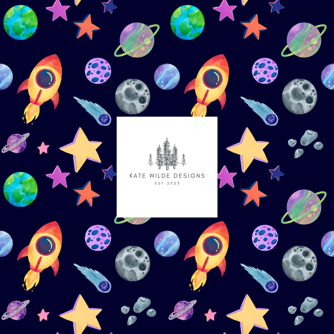 Space Seamless Pattern, Planets Seamless File, Repeat Digital Pattern ...