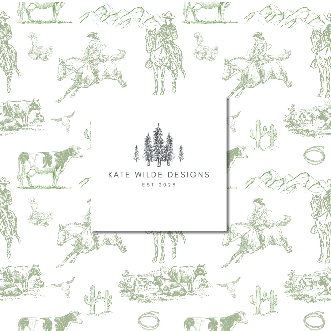 Sage Green Western Pattern: Vintage Cowboy Wallpaper (digital Download ...