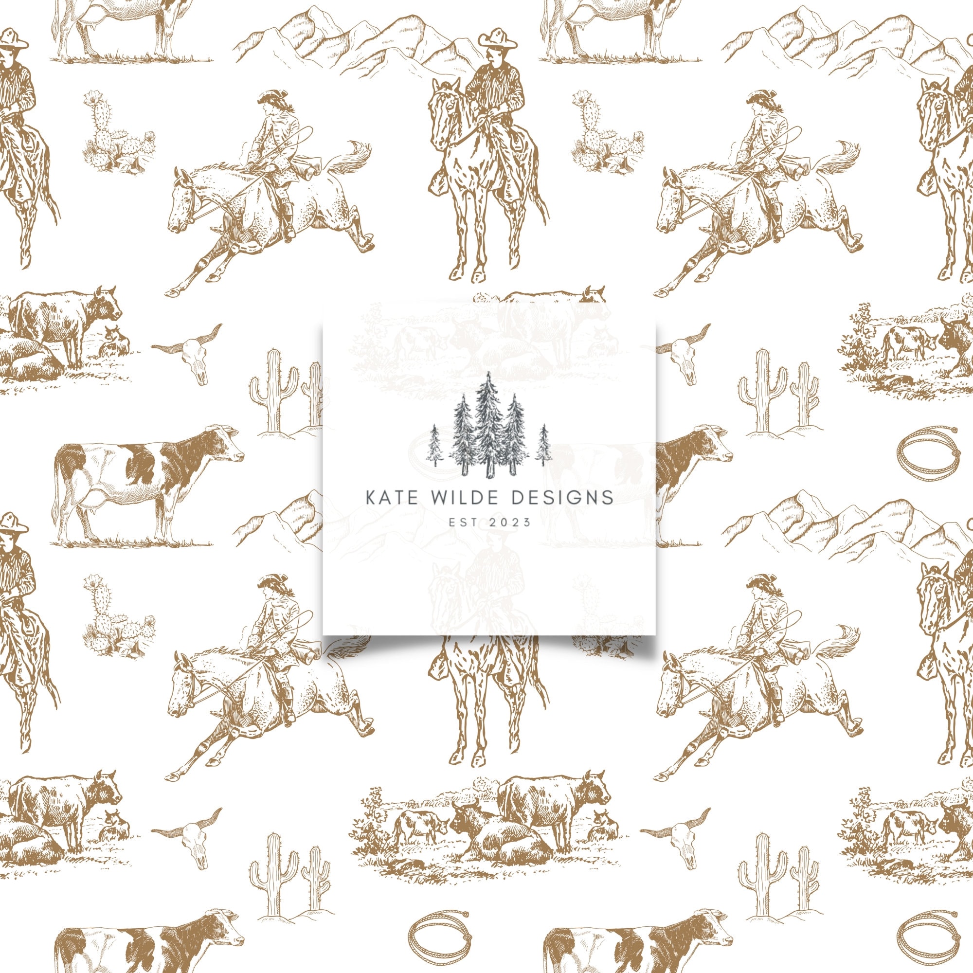 Western Toile, Western Pattern, Seamless Western Pattern, Cowboy ...