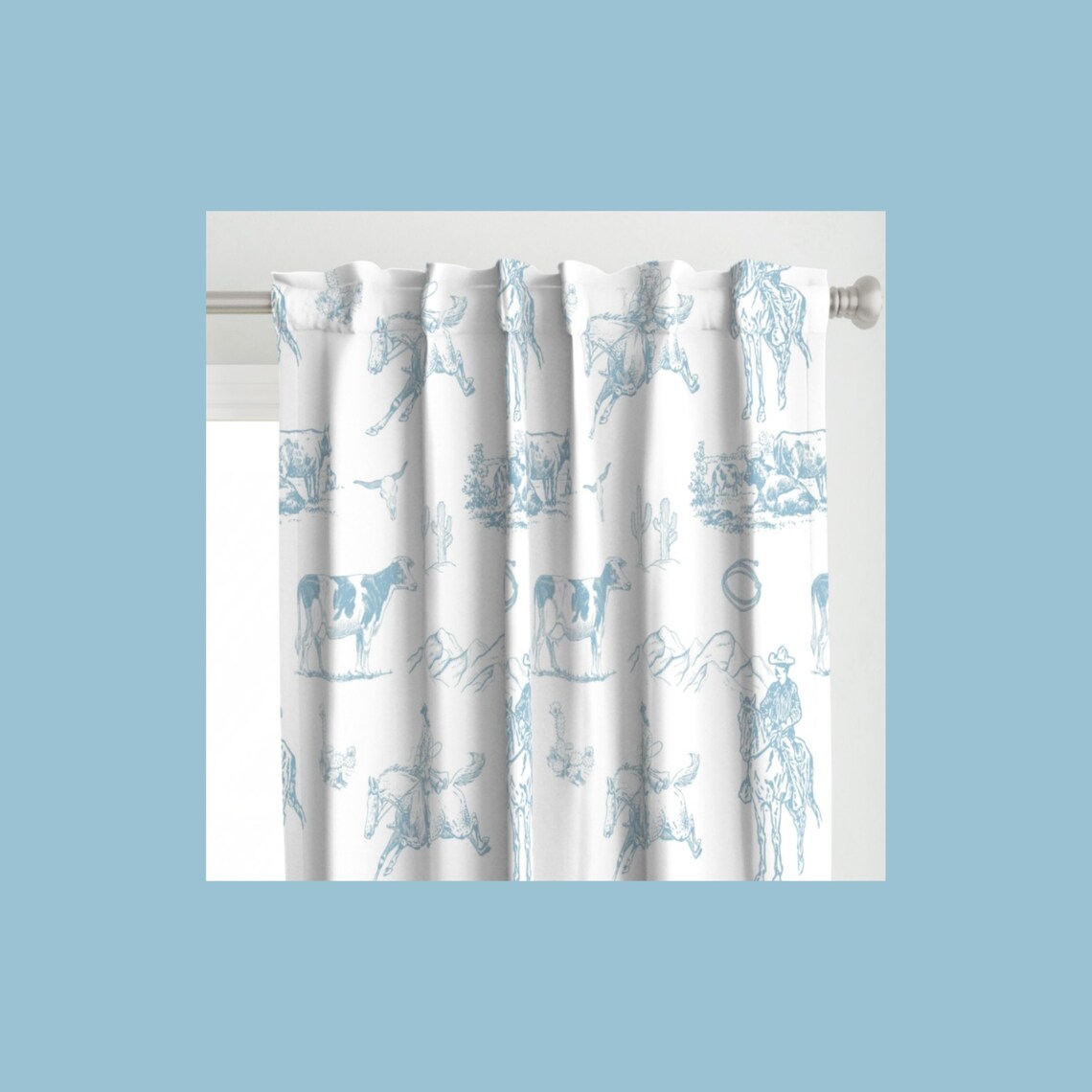 Baby Blue Cowboy Pattern: Vintage Western Nursery Wallpaper (digital ...