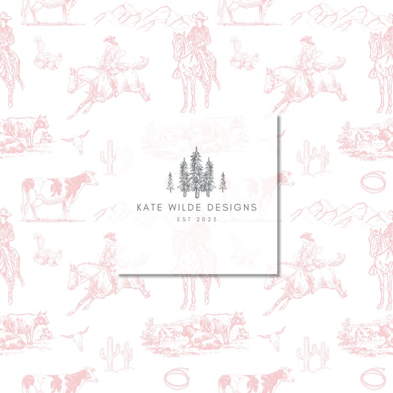 Pale Pink Cowboy Pattern: Vintage Western Wallpaper (digital Download ...