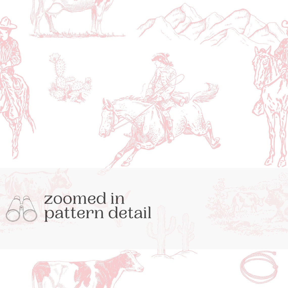 Pale Pink Cowboy Pattern: Vintage Western Wallpaper (digital Download ...